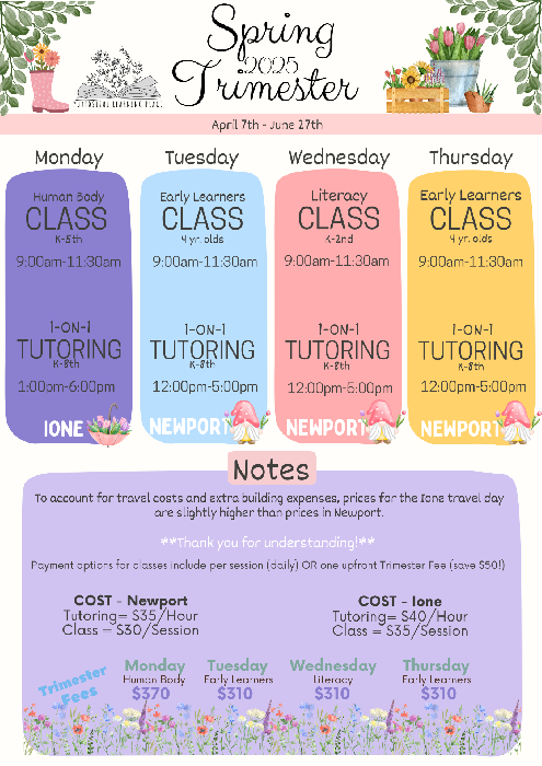 '25 SPRING Trimester :: purposefullearningplace